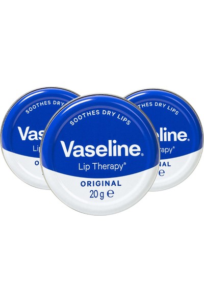 Vaseline Lip Therapy Original Yumuşatıcı Dudak Kremi 20 gr X3