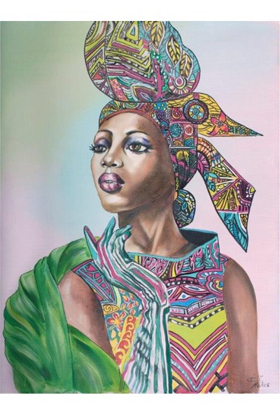 Tablo Life Yeşil Hırkalı Kadın - Kanvas Tablo