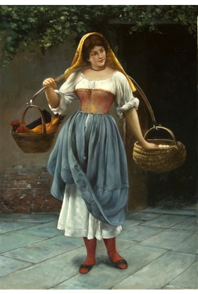 Tablo Life Yumurta Taşıyan Kadın - Kanvas Tablo