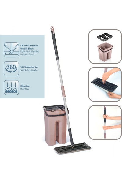 Piev Geliştirilmiş Süper Kalite Mop Temizlik Seti Pudra Piev Geliştirilmiş Süper Kalite Mop Temizlik Seti Pudra