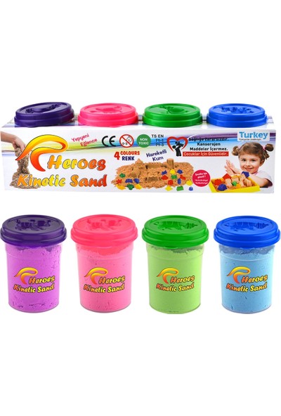 Hobialem Heroes, Kinetik Kum, 4 Renk 800 Gr, 4 Adet Kalıp, Bardaklı Kum