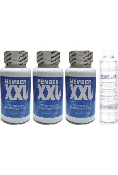 Member Xxl Erkeklere Özel 60LI Maksimum Güç Sertleştiren Katılaştırıcı 3 Adet + Waterglide Natural Feeling Lubricant 400ML Doğal His Kayganlaştırıcı Jel Member Xxl Erkeklere Özel 60LI Maksimum Güç Sertleştiren Katılaştırıcı 3 Adet + Waterglide Natural Feeling Lubricant 400ML Doğal His Kayganlaştırıcı Jel