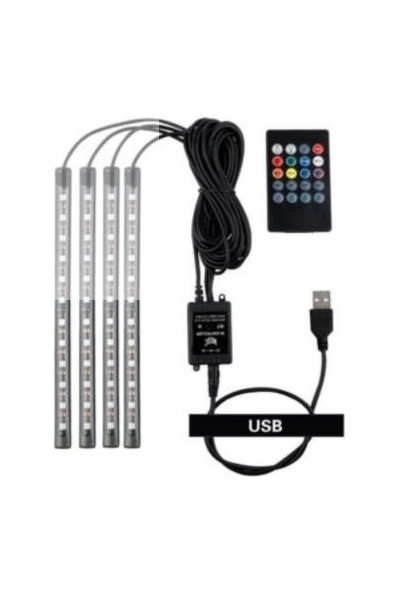 Auto Ampulance USB Girişli 12 Ledli Araç Içi Ayak Altı Sese Duyarlı Rgb Şerit LED Aydınlatma Auto Ampulance USB Girişli 12 Ledli Araç Içi Ayak Altı Sese Duyarlı Rgb Şerit LED Aydınlatma