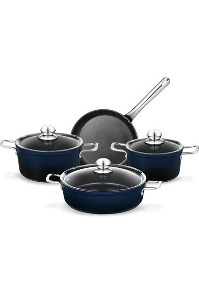 Madame Coco Titanium Professional Tencere Seti 7 Parça - Lacivert