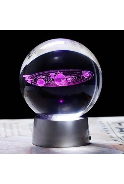 Herşeyburada 3D Işıklı Gezegen Cam Küre LED Işık Dekoratif Herşeyburada 3D Işıklı Gezegen Cam Küre LED Işık Dekoratif