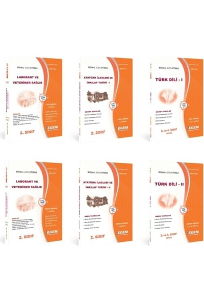 Egem Yayınları Aöf Laborant ve Veteriner Sağlık 2 Sınıf Güz ve Bahar Dön. 3 ve 4 Dön. Tam Set