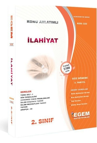 Egem Yayınları Aöf Ilahiyat 2 Sınıf Güz 3 Dönem Konu Anlatımlı Soru Bankası Egem Yayınları Aöf Ilahiyat 2 Sınıf Güz 3 Dönem Konu Anlatımlı Soru Bankası