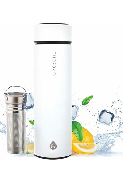 Grosche Chicago Çift Duvarlı Demleme Hazneli Çelik Termos Beyaz 450 ml Grosche Chicago Çift Duvarlı Demleme Hazneli Çelik Termos Beyaz 450 ml