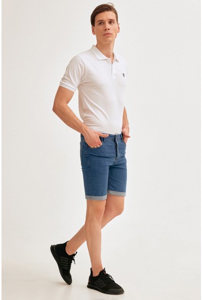 FullaModa Duble Paça Kot Şort FullaModa Duble Paça Kot Şort