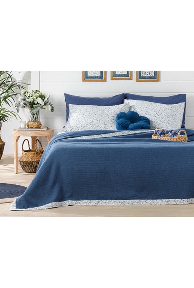 English Home Floral Joy Biyeli King Size Pike Seti 220X240 cm Indigo English Home Floral Joy Biyeli King Size Pike Seti 220X240 cm Indigo