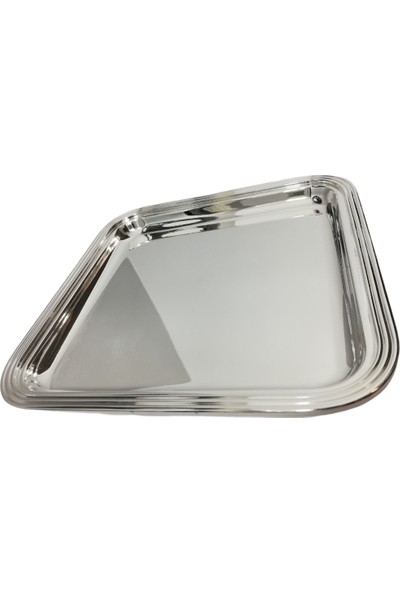RN Dizayn Gümüş Kare Çubuklu Tepsi