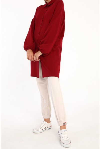 Balon Kollu Pamuklu Gömlek Tunik