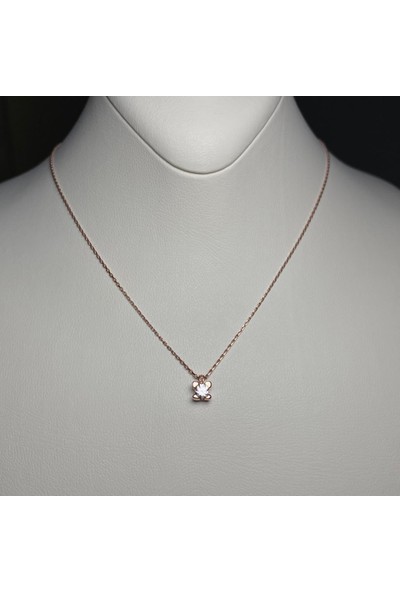 Hür Gold 14 Ayar Altın Rose Tek Taş Kolye