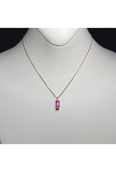 Hür Gold 14 Ayar Altın Sütun Taşlı Kolye