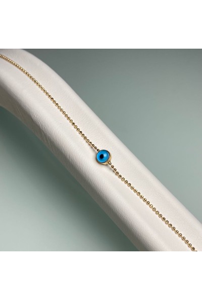 Hür Gold 14 Ayar Altın Tek Nazar Boncuklu Bileklik