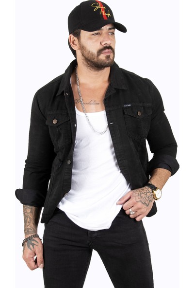 Deepsea Siyah Taşlanmış Cep Kapaklı Slimfit Erkek Kot Mont-Ceket 2104002 Deepsea Siyah Taşlanmış Cep Kapaklı Slimfit Erkek Kot Mont-Ceket 2104002