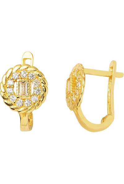 Bilezikci Baget Taşlı Altın Çocuk Küpesi