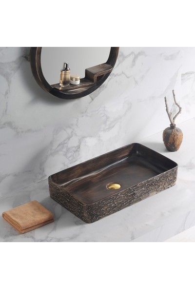 Lena E-4061K Tezgah Üstü Porselen Lavabo