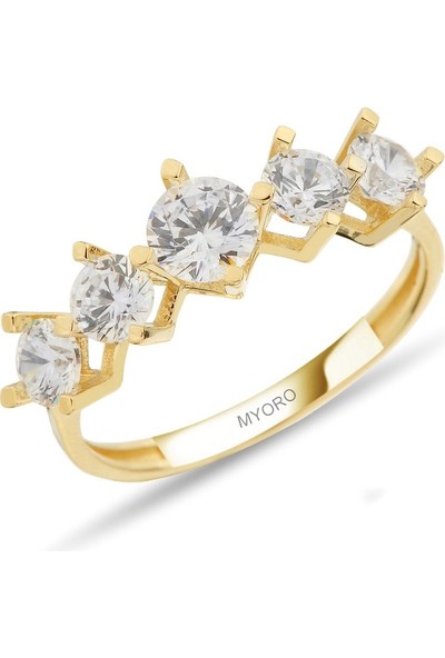 Myoro Gold 8 Ayar Altın Beştaş Yüzük