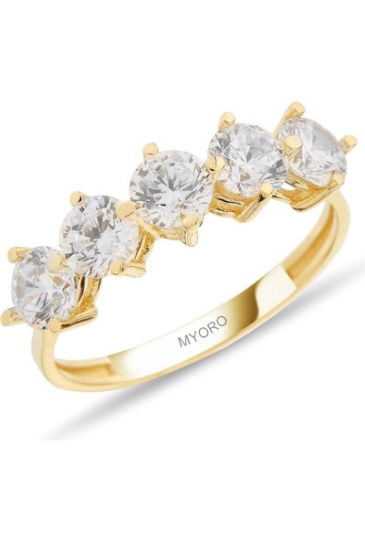 Myoro Gold 8 Ayar Altın Beştaş Yüzük