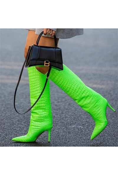 Leona Kroko Çizme Yeşil