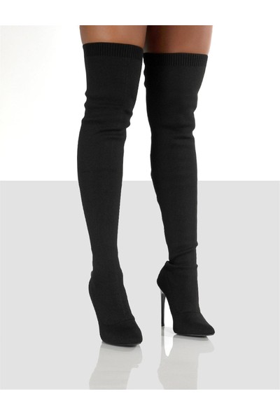 Sock Dizüstü Triko Çizme Siyah
