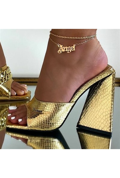 Francesca Topuklu Terlik Gold