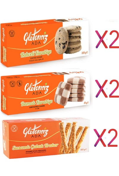 Dola Glutensiz Atıştırmalık 6'lı Set, Damalı-Kahveli Kurabiye, Susamlı Çubuk Kraker Dola Glutensiz Atıştırmalık 6'lı Set, Damalı-Kahveli Kurabiye, Susamlı Çubuk Kraker