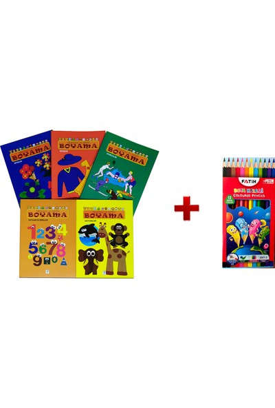 Çocuklar Için Renkli Kalemli Boyama Seti - ( 5 Boyama Kitabı + Fatih 12'li Büyük Boy Boya Kalemi ) Çocuklar Için Renkli Kalemli Boyama Seti - ( 5 Boyama Kitabı + Fatih 12'li Büyük Boy Boya Kalemi )