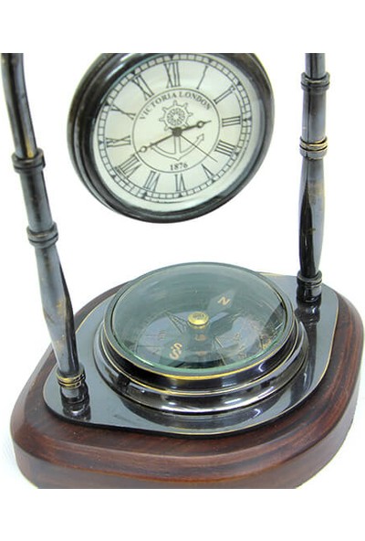 Ahşap Standlı Pusulalı Köstekli Saat