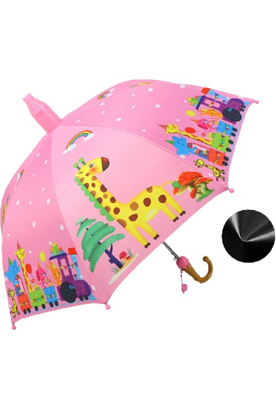 Dake Çocuk Düz Şemsiye Kemik Güneş Koruyucu Sevimli Karikatür Baskı Su Kapağı ile 85 cm (Yurt Dışından)