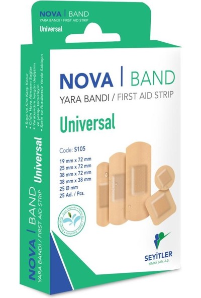 Nova Band Universal Karma Yara Bandı 25 Adet 1 Kutu