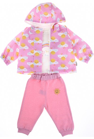 Necix's My Sun Yağmurluk Üçlü Takım Kız Mevsimlik-Pembe