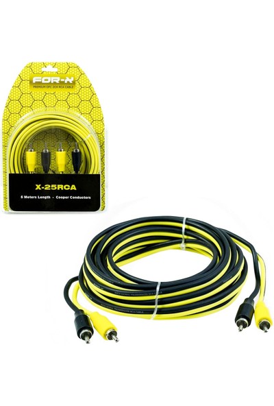 For-X X-25RCA Oto Anfi Kablosu 2rca 2rca Kablo 5 Metre For-X X-25RCA Oto Anfi Kablosu 2rca 2rca Kablo 5 Metre