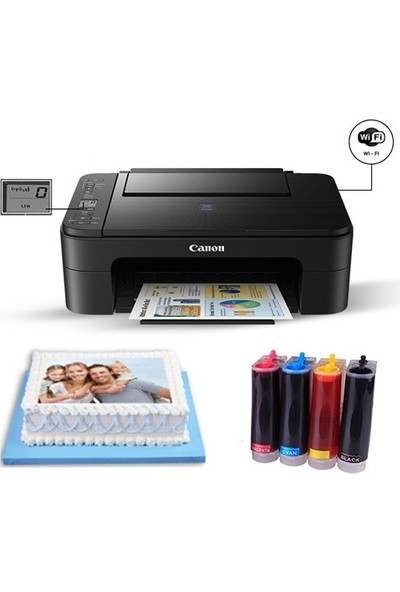 Canon E3340 Wıfı Bitmeyen Kartuşlu Resimli Pasta Yazıcısı