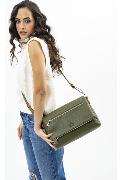 United Colors Of Benetton Benetton Kadın Çapraz Çanta Haki-Camel BNT570