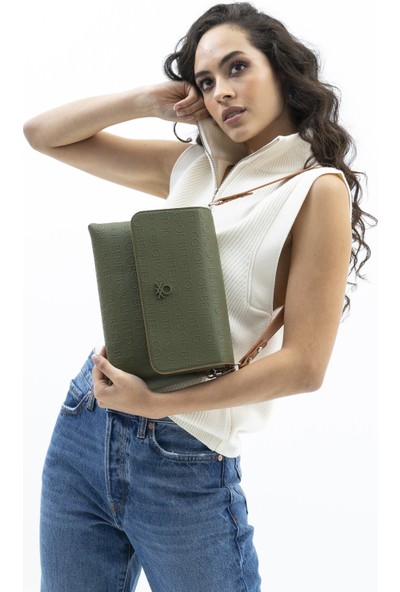 United Colors Of Benetton Benetton Kadın Çapraz Çanta Haki-Camel BNT586