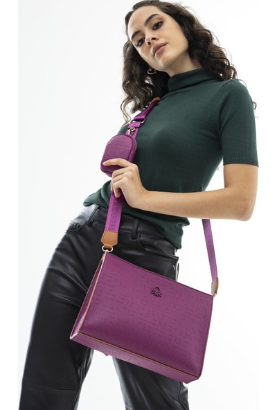 United Colors Of Benetton Benetton Kadın Çapraz Çanta Mürdüm - Camel BNT599