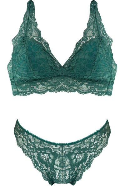 Ifondi Desteksiz Bralet Sütyen Takım Yeşil