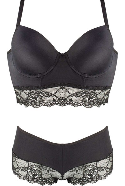 Ifondi Destekli Micro Büstiyer Sütyen Takım Siyah
