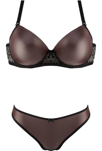 Ifondi Destekli Deri Sütyen Takım Kahve