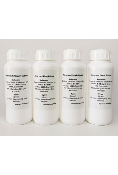 Aquarium Plants Akvaryum Potasyum+Nıtrat+Fosfat+Demir Gübreleri 4X600ML - Npk+Fe Gübre Seti Aquarium Plants Akvaryum Potasyum+Nıtrat+Fosfat+Demir Gübreleri 4X600ML - Npk+Fe Gübre Seti