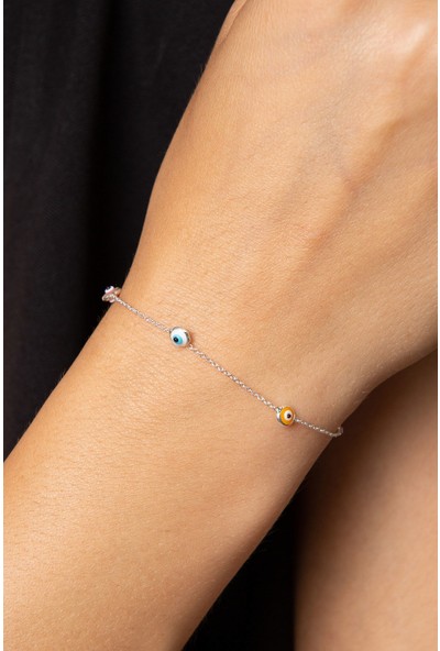 Kadın Nazar Boncuklu 925 Ayar Gümüş Bileklik