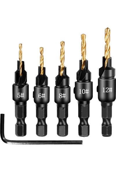 F Fityle 5 Adet / Takım Havşa Matkap Uçları 1/4 '' Hex Shank Ağaç Işleme Sayaç Vida Delik Tarzı 2 (Yurt Dışından) F Fityle 5 Adet / Takım Havşa Matkap Uçları 1/4 '' Hex Shank Ağaç Işleme Sayaç Vida Delik Tarzı 2 (Yurt Dışından)