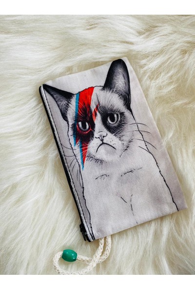 Somurtkan Kedi Bez Kalemlik Kedili Cüzdan Makyaj Çantası