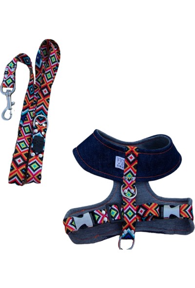 Oli And Lui Aztec Köpek Göğüs Tasması ve Köpek Gezdirme Kayışı Seti-M Oli And Lui Aztec Köpek Göğüs Tasması ve Köpek Gezdirme Kayışı Seti-M