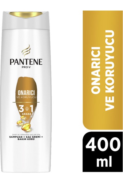 Pantene Pro-V Onarıcı Ve Koruyucu Bakım 3'Ü 1 Arada Şampuan, Yıpranmış Saçlar Için, 400ml Pantene Pro-V Onarıcı Ve Koruyucu Bakım 3'Ü 1 Arada Şampuan, Yıpranmış Saçlar Için, 400ml
