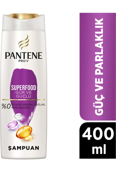 Pantene Pro-V Superfood Şampuan, Zayıf, Ince Saçlar Için 400ml Pantene Pro-V Superfood Şampuan, Zayıf, Ince Saçlar Için 400ml