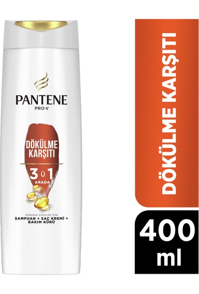 Pantene Pro-V Saç Dökülmelerine Karşı Etkili 3'Ü 1 Arada Şampuan, 1 Adımda Koruma, 400ml Pantene Pro-V Saç Dökülmelerine Karşı Etkili 3'Ü 1 Arada Şampuan, 1 Adımda Koruma, 400ml