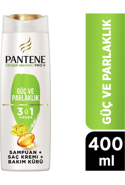 Pantene Pro-V Güç Ve Parlaklık 3'Ü 1 Arada Şampuan, 400ml